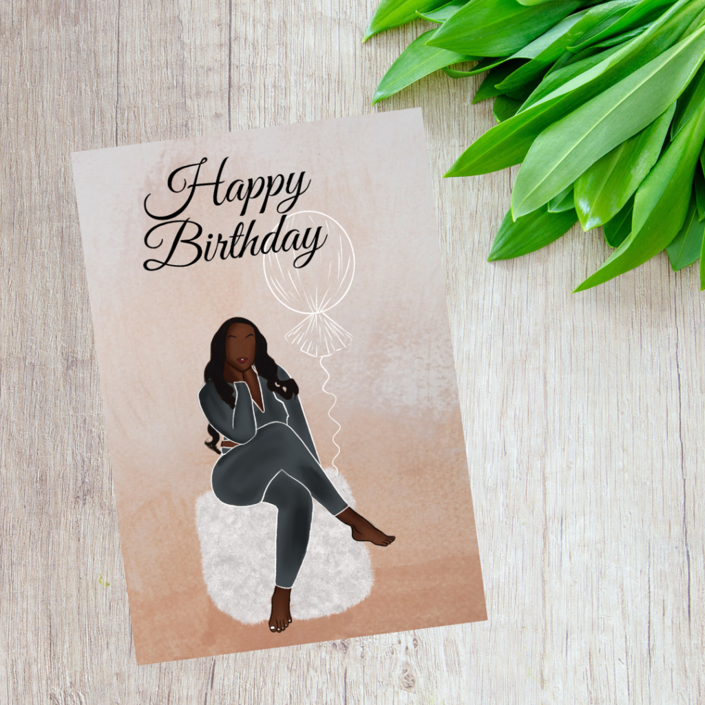 Ayana (afro woman birthday card) – The Black Card Company